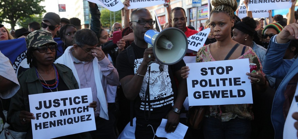 Protest in The Hague, demanding justice for Mitch Henriquez.